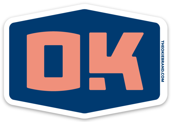 OK Badge Sticker-Blu/Orn – The Okie Brand